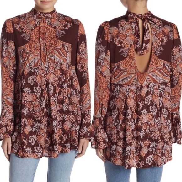 Free People | Tops | Free People Lady Luck Boho Floral Printed Bell ...